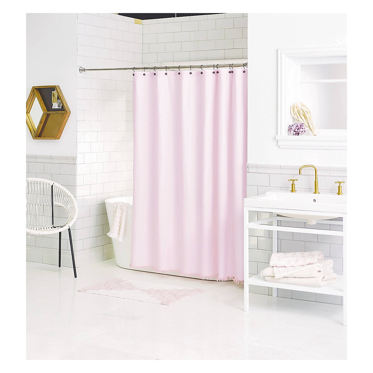Fray Shower Curtain (72"x72") Pink Cream - Threshold