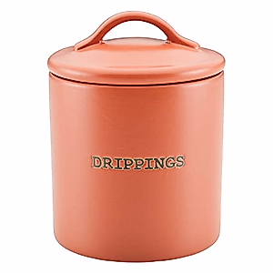 Ayesha Curry Kitchenware Ceramics Bacon Grease Jar/Container, 21 Ounce, Redwood