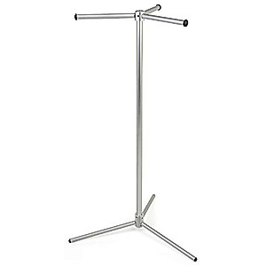 Displays2go Three-Way Straight Arm Garment Rack, Portable- Aluminum
