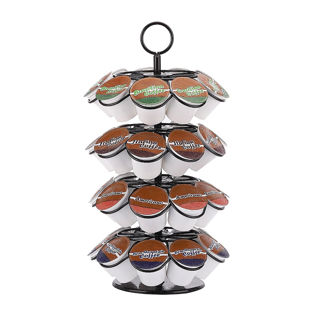 Tecbeauty Coffee Pod Holder, K Cup Holders for Counter, K Cup Carousel, Coffee Pods Storage Organizer Stand (Capacity of 36 Pods) - Rotatable