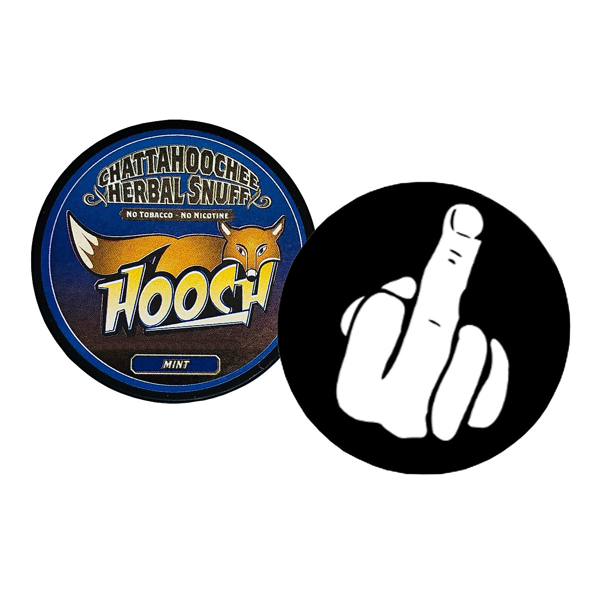 Hooch Herbal Snuff Mint Pouch Packs - 1 Can - Includes DC Crafts Nation Skin Can Cover - Middle Finger