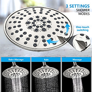 EMBATHER Shower Faucets Sets Complete, with 3 Setting High Pressure Shower Head Combo, Bathroom Wall Mounted Rainfall Shower System Fixtures with 8-Mode Handheld Spray, Brushed Nickel