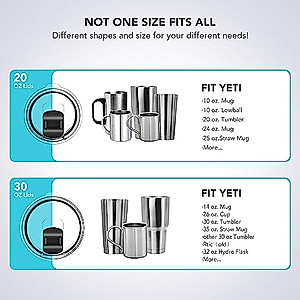 20 oz Tumbler Lid, Replacement Lids Compatible for YETI 20 oz Tumbler, 10/24 oz Mug and 10 oz Lowball, 2 Pack Travel Spill Proof Cup Lids Covers with Magnetic Slider Switch, BPA Free