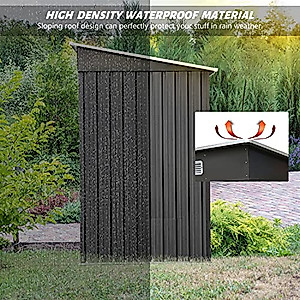 6 x 4 FT Outdoor Storage Shed, Metal Outside Sheds & Outdoor Storage with Sliding Doors and Vents, Steel Garden Shed Outdoor Utility Tool Shed with Pent Roof for Backyard Patio Garden Lawn, Grey