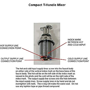 Scandvik 10617P Compact T-Handle Ceramic Mixer, Deck Mount, Polished Finish, Marine Grade