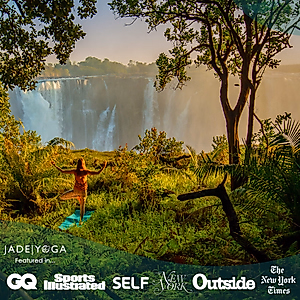 JadeYoga Travel Yoga Mat - Packable, Lightweight, and Portable Yoga Mat - Non-Slip Natural Rubber Mat for Women & Men - Great for Yoga, Home, Gym, Pilates, Fitness & Stretching (Purple, 68" x 24")