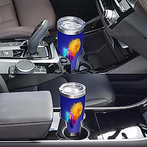 Jesmacti 20Oz Tumbler for Men Yellow Agua Violet Powder Blue Freeze Motion Powder Exploding Funny Coffee Tumbler Vacuum Insulated Coffee Mug for Dorm