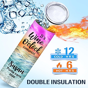 Personalized Girls Trip Tumblers with Name - Custom Beach Vacation Tumbler with Lid and Straw, Girls Weekend Gifts for Women, 2025 Girls Trip Gifts, Family Trip Gift, Bachelorette Trip Vacation Cups