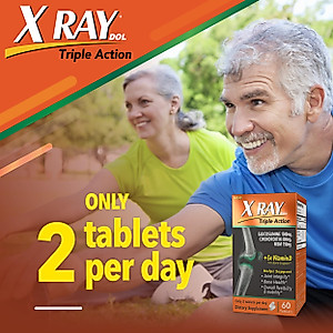 X Ray Dol Triple Action Glucosamine Chondroitin Joint Support Supplement, with MSM & 5X Vitamin D, Knee & Hip, Supports Bone Health, Flexibility & Mobility, Adults & Seniors, 60 Count, 1-Pack