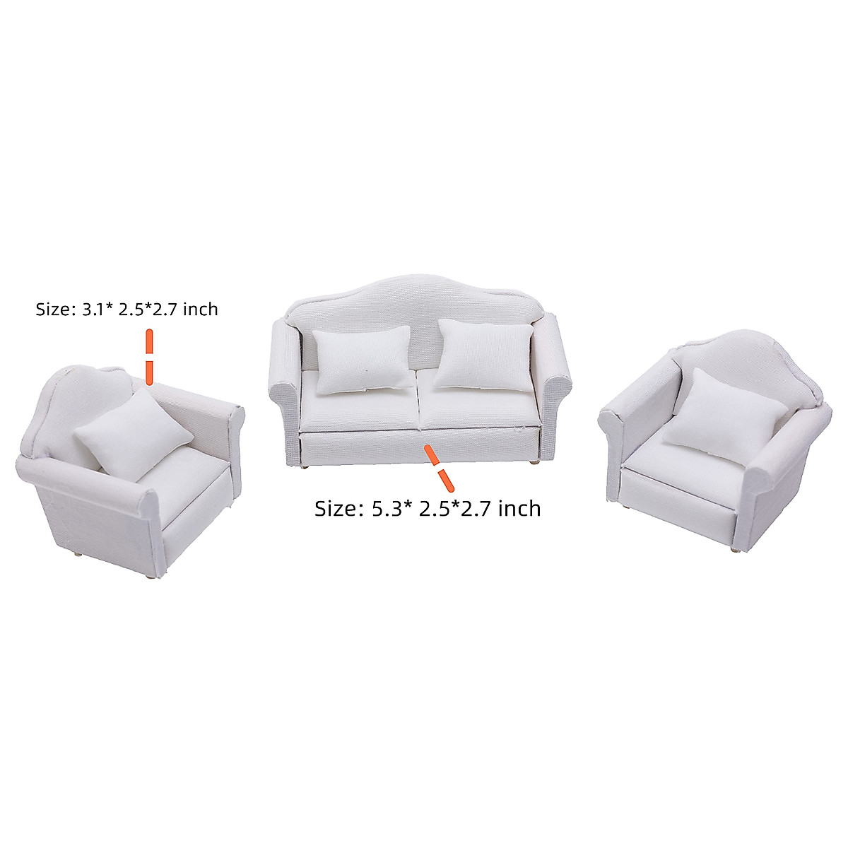 Fateanuki 1 12 Scale Doll House Furnitures 3pc Sofa Miniature Dollhouse Toy Parlor Bedroom Decoration Accessories