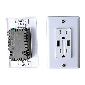 RV Designer S850, AC Dual Outlet with Cover & 2 USB Charge Ports, White