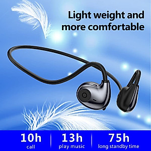 HUYEOOGO Bone Conduction Headphones with MP3 Player, and Bluetooth 5.2, Ideal for Swimming, Running, Cycling, and Gym Workouts. Black Headphones with Microphoneopen Ear Headphones