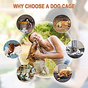 30/36/42Inches Double Door Dog Crate Folding Metal Wire Dog Kennel Cage with Tray for Small/Medium/Large Dogs Indoor Outdoor Travel Use