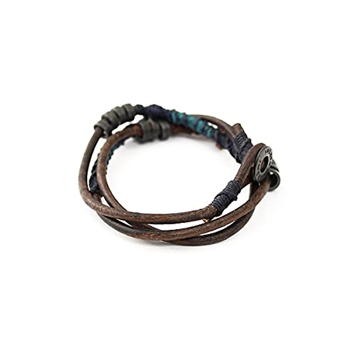 Wakami Double Wrap Bracelet | Boho Jewelry For Women and Men | Waxed Thread And Zinc Alloy Metal Beads, Fair Trade, 6-10in | Handmade by Artisans, Braided Indie (4 Elements)