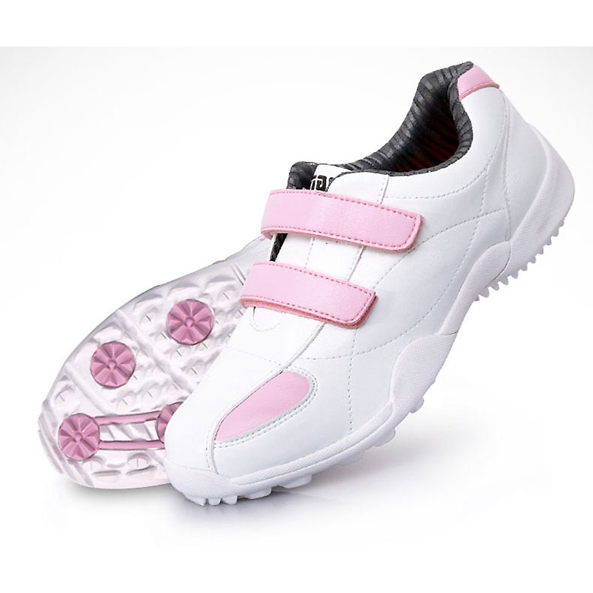 PGM Women's Golf Shoes Waterproof Spikeless with Hook and Loop Straps Pink
