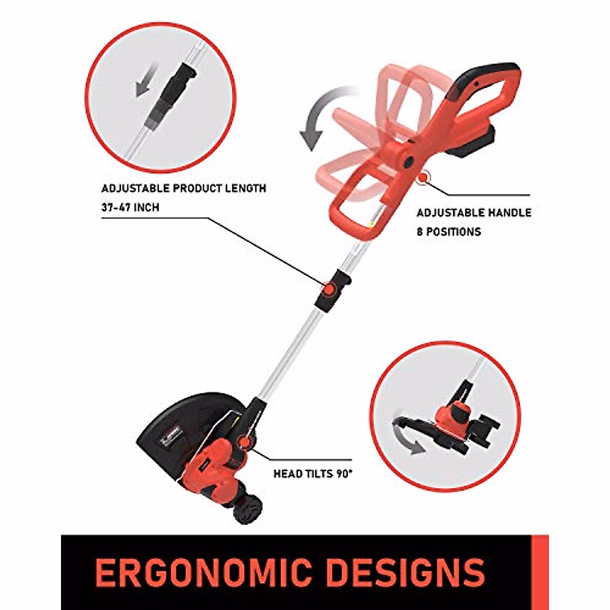PowerSmart 20 Volt Lithium-Ion Cordless String Trimmer/Edger with Easy Feed, 24 x 9 x 6 inches, Includes One Battery & Charger,PS76110A