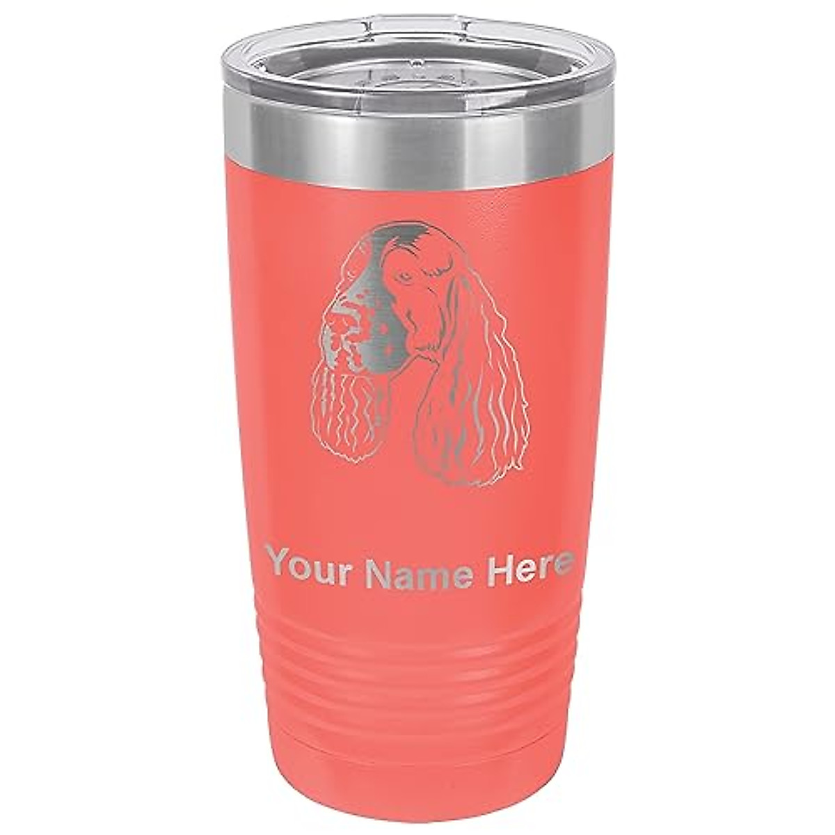 LaserGram 20oz Vacuum Insulated Tumbler Mug, English Cocker Spaniel, Personalized Engraving Included (Coral)