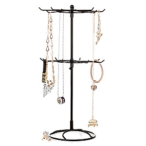 BOICXM 2 Tier Jewelry Display Holder,Retail Spinner Display Stand,Rotating Bracelet Storage Rack,Dressing Table,Black