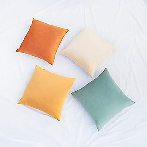 MONDAY MOOSE Decorative Throw Pillow Covers Cushion Cases, Set of 4 Soft Velvet Modern Double-Sided Designs, Mix and Match for Home Decor, Pillow Inserts Not Included (18x18 inch, Orange/Teal)