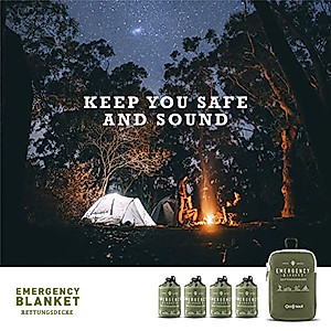 OriStout Emergency Blankets for Survival, 4 Pack of Extra Large Thermal Space Mylar Blankets, Emergency Blanket for Car, Winter Survival Kit for Snow/Camping/Hiking/Outdoor (Army Green)