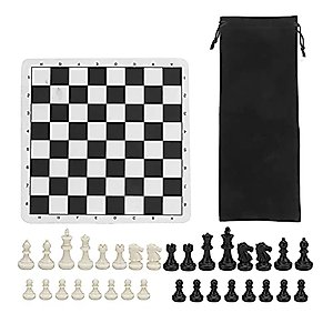 01 International Standard Chess Competition King, Compact Shape Quality Rubber International Standard Chess Set Portable with Chessboard for Kids for People