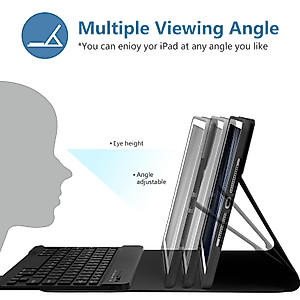 Keyboard Case for iPad 10.2" 9th Generation 2021/ 8th Gen 2020 Case for iPad 10.2 7th 2019, Wireless Bluetooth Keyboard for iPad Air 3 (3rd Gen)/iPad Pro 10.5"/iPad 10.2” Case with Pencil Holder