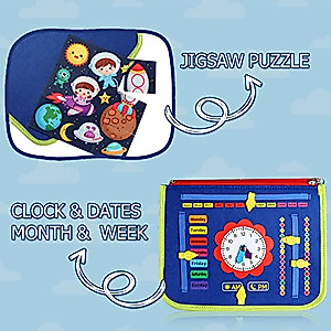 Guolely Busy Board Montessori Toy for 1 2 3 4 Year Old Toddlers - Educational Activity Developing Sensory Board for Fine Basic Dress Motor Skills - Travel Toys for Plane Car, Gift for Boys Girls