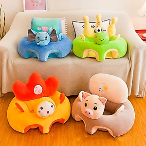 AIPINQI Baby Support Sofa, Infant Sitting Chair Safe Baby Sofa Chair Baby Sit Up Chair Back Head Protect Seat Learn to Sit Chair for Toddlers 3-24 Month Baby Floor Plush Lounger (Piggy)