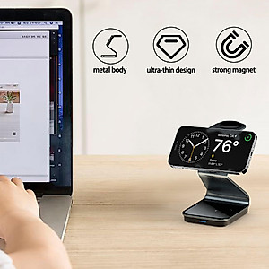 3 in 1 Magnetic Wireless Charger, with 20W USB-C Adapter, Yohczopu Charging Station Compatible with MagSafe Charger Stand for Apple iPhone 15 14 13 12 Plus Pro Max, iWatch 2-8, AirPods (Transparent)