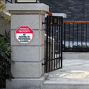 KOTTO Posted Signs No Trespassing No hunting signs, Posted Signs No Hunting or Trespassing Signs, Heavy Duty, Weather Resistant, 6 Pack 12" Rustproof Aluminum Posted Signs