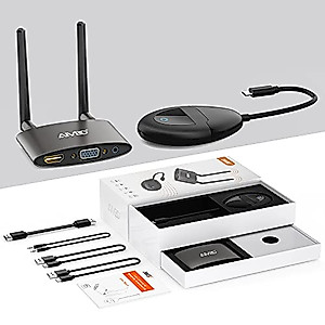 AIMIBO 2 in 1 Wireless HDMI Transmitter and Receiver 4K 5G, USB C & HDMI Transmitter, HDMI & VGA Dual Screens Receiver, Streaming Video/Audio for Macbook, Roku, Laptop, Samsung, Phone to TV, 165FT/50M