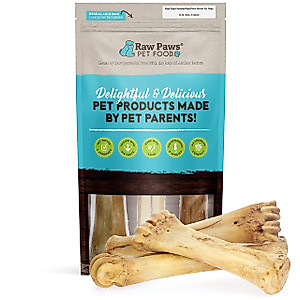 Raw Paws Smoked Beef Shin Bones for Dogs, 8-inch, 3-ct - Made in USA - Free-Range, Grass-Fed, Naturally Smoked Bones for Dogs - Dog Chew Bones for Aggressive Chewers - Beef Dog Bones for Large Dogs