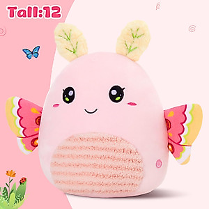 CozyWorld 12 Inch LED Cuddly Pink Butterfly Plush Pillow,Super Soft Butterfly Stuffed Animals Plush Toys,Light up Stuffed Plushies Insect Plush Doll Animal Toy for Kids Girls Women Lovers