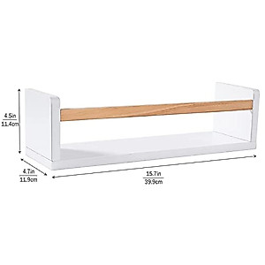 Esonal White Nursery Floating Wall Shelf Nursery Décor Wall Book Shelves for Bedroom Organizer or Kitchen Spice Rack Wall Mount Books Photo Picture Display Ledges 16 Inch a Set of 3