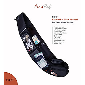 CrossPaq - Everyday Hands-Free Ultra-Light Personal Pack by Paqlite - Carryall Crossbody Shoulder bag - Black - Small