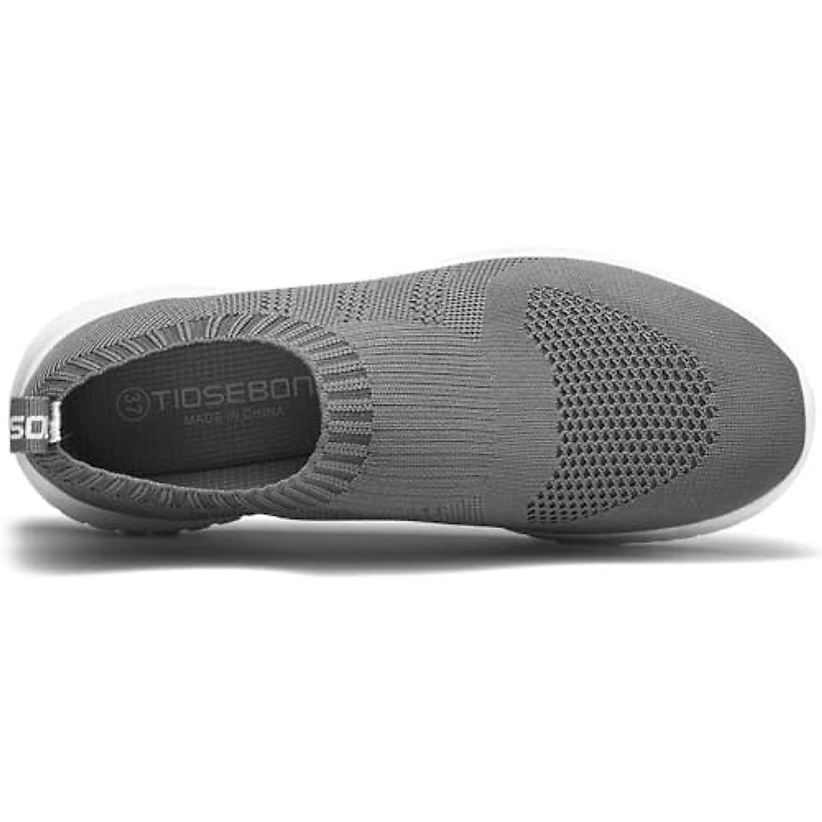 LANCROP Women's Lightweight Walking Shoes - Casual Breathable Mesh Slip On Sneakers Wide 7 US, Label 37.5 Dark Grey