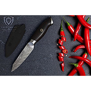 Dalstrong Paring Knife - 4 inch - Omega Series - BD1N-V Hyper Steel Kitchen Knife - G10 Woven Fiberglass Handle - Razor Sharp Knife - Leather Sheath Included