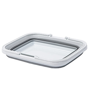 AUTODECO 2 Pack Collapsible Sink with Handle Towel, 2.37 Gal / 9L Foldable Wash Basin for Washing Dishes, Camping, Hiking and Home Gray