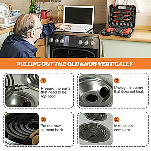 Beaquicy MP31YA Electric Range Burner Element - Replacement for Ken-more Whirlpool Range Stove - Package Include 3 pcs MP15YA 6" and 1 pcs MP21YA 8"