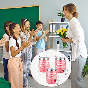 Didaey Teacher Appreciation Gifts for Women 12 oz Pink Wine Tumbler with Lid Straw Teacher Keychains Teacher off Duty Socks Teacher Appreciation Cards(Stylish Style)