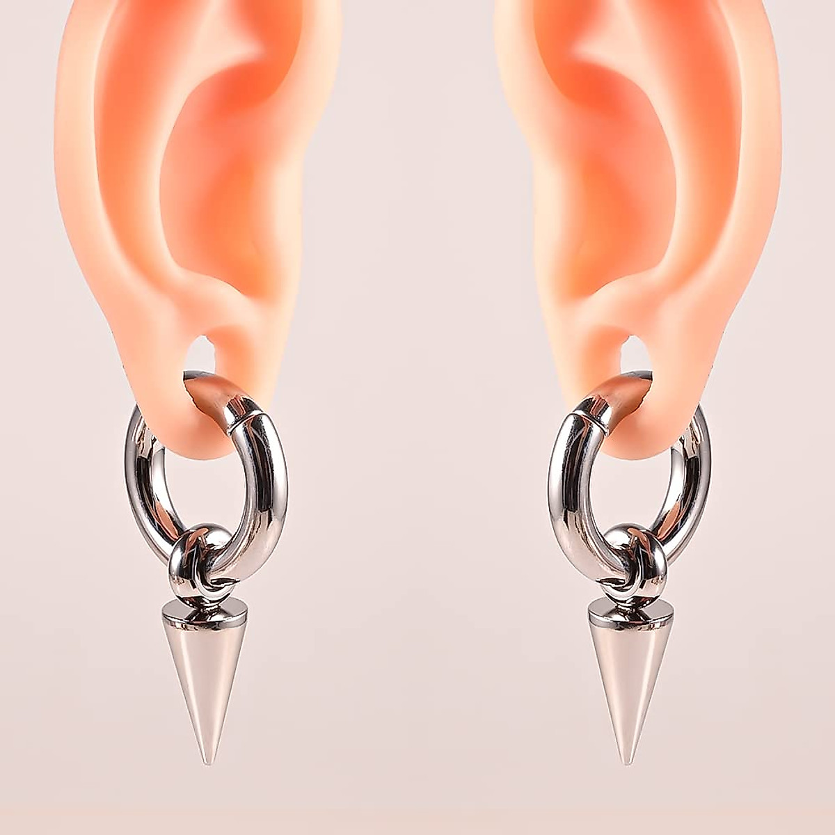 Maxbott 2PCS Cones and Circles Stainless Steel Plugs Ear Weights 6MM Ear Gauges Piercing Expander Stretchers Body Jewelry (2G(6mm), Silver)