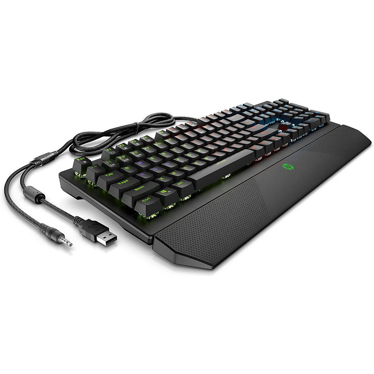 HP Pavilion Gaming Wired Mechanical Keyboard 800 with 4-Zone Backlit LED, Anti-Ghosting N-Key Rollover, Audio Control, and Red Mechanical Switches, (5JS06AA)