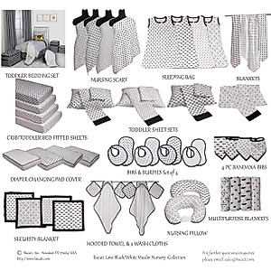 Bacati Love Muslin 3pc Crib Set with 4 Muslin Layers Lux Dream Blanket (Mustache/Plus/Cross, Black)