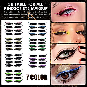 Eyelash Stickers Reusable Eyeliner and Eyelash Stickers 4 Pairs Reusable Eyelid And Eyelash Stickers Makeup Stickers Instant Outline Easy Quick Application -Women Make Up Eyeliner Stickers (Black)