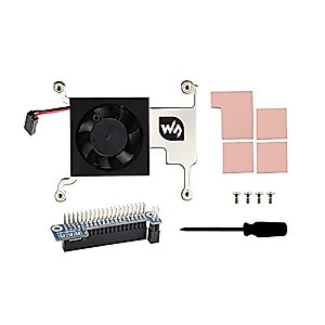 Waveshare Low-Profile CPU Cooling Fan for Raspberry Pi 4B/3B+/3B with Aluminum Alloy Bracket Include GPIO Adapter