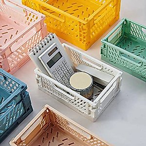 Desk Organizer 6 Pack Mini Plastic Baskets for Office Organization Collapsible Desk Storage Cute Room Decor Storage and Organization Desk Decor Small Basket for Home Kitchen Bedroom Bathroom Office