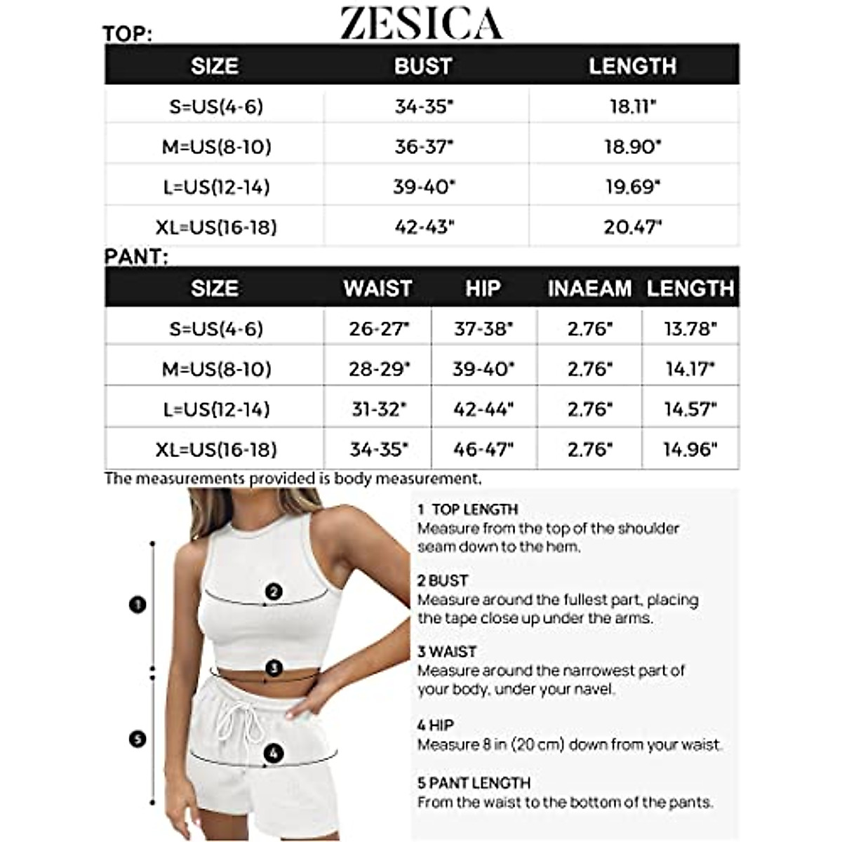 ZESICA Women's Waffle Knit Sleeveless Crop Top and Shorts Pullover Nightwear Lounge Pajama Set with Pockets,CropWhite,Small
