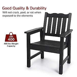 Stoog All-Weather Patio Chairs Set of 2, Outdoor Dining Chairs with Curved Backrest, 400 lbs Support Garden Chair, Black