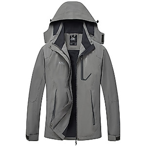Diamond Candy Women's Waterproof Rain Jacket with Hood Lightweight Outdoors Raincoat Grey
