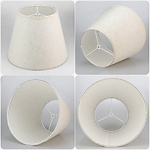 Drum Fabric Lamp Shades for Table Lamps and Floor Light, Lampshades Spider Fitter: 7.9" Top x 12" Bottom x 10" High, Natural Linen Hand Crafted, Set of 2